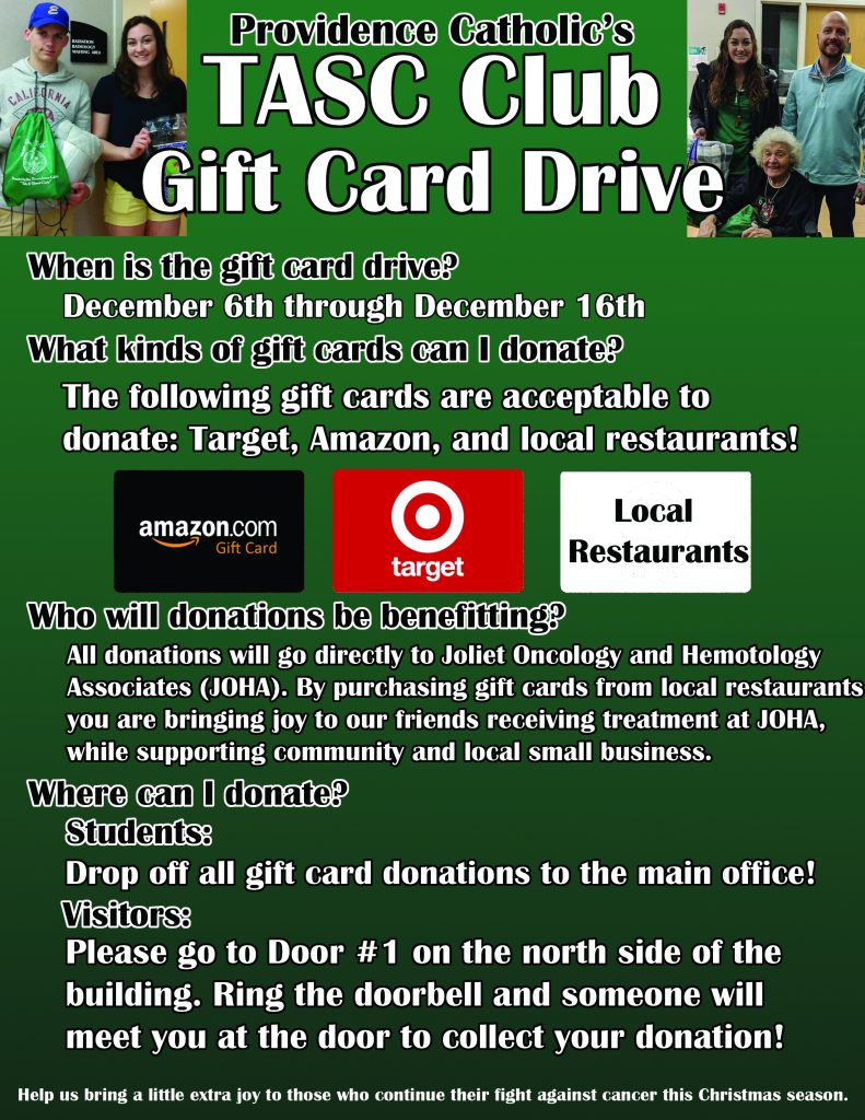 TASC sponsoring Gift Card Drive | Providence Catholic High School